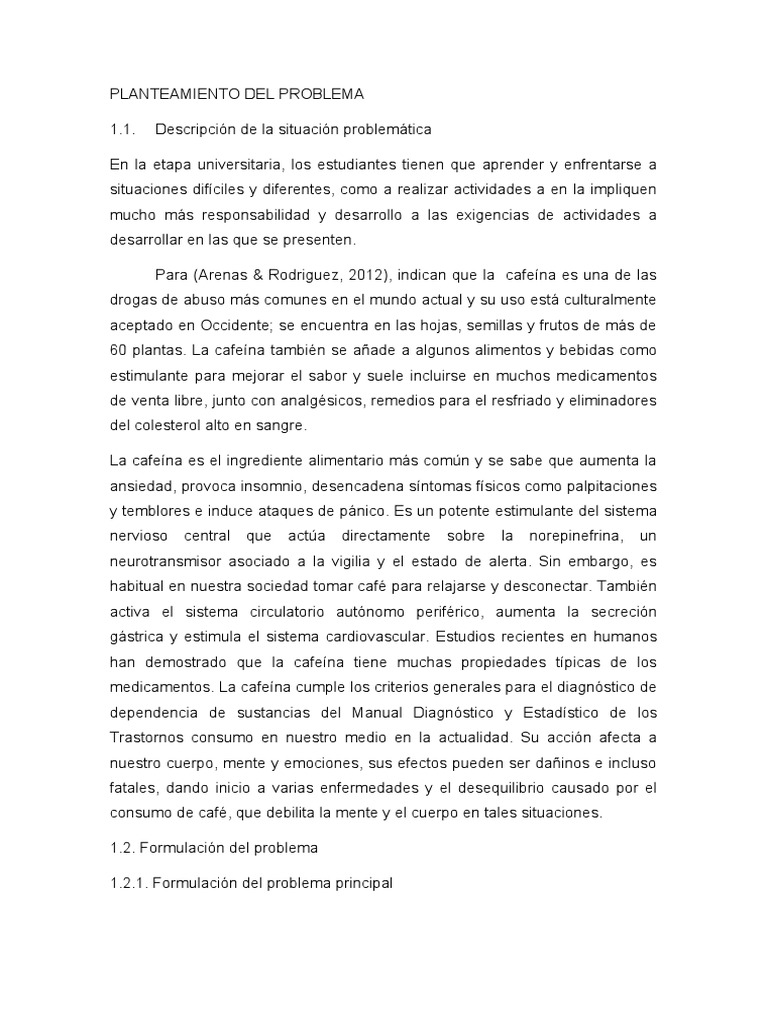 Planteamiento Del Problema | PDF