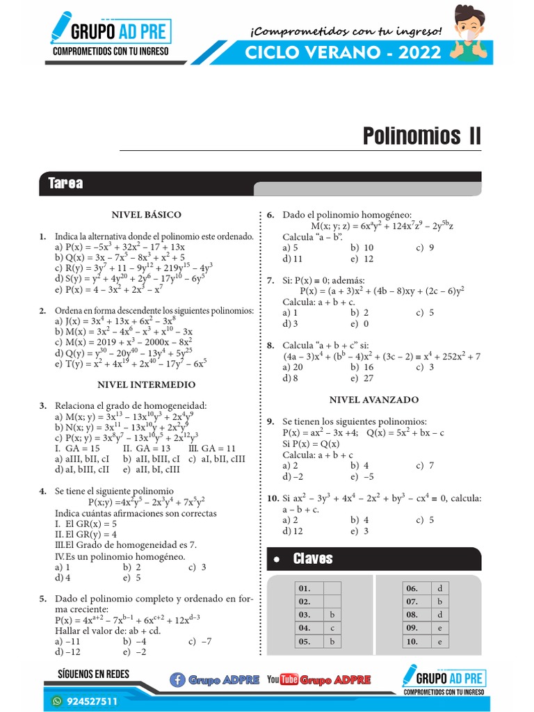 Álgebra - Semana 2 - Tarea | PDF