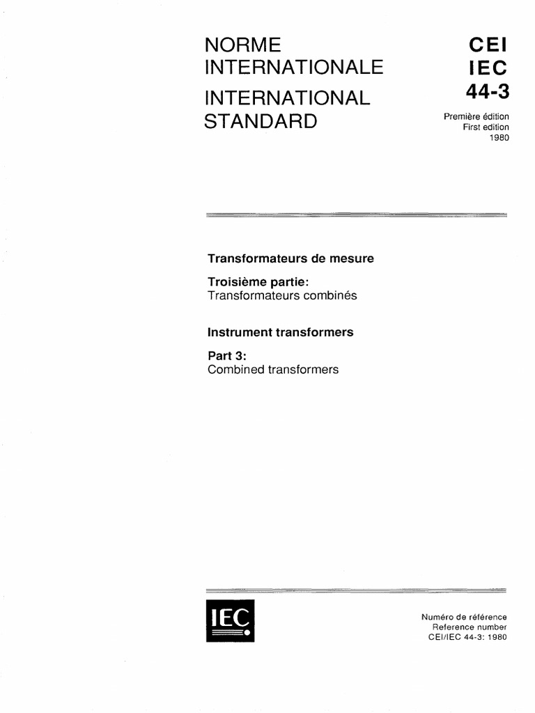 IEC - 60044-3 - 1980 Combined Transformers | PDF | Transformateur ...