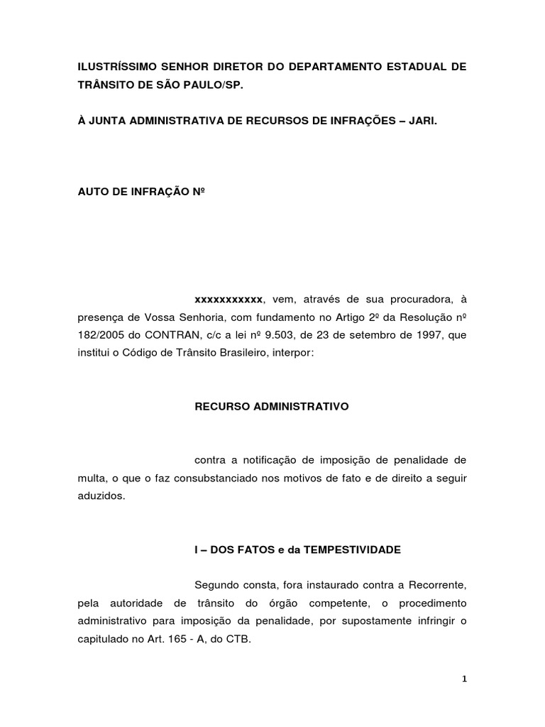 JARI Recurso | PDF | Carteira de Motorista | Justiça JARI Recurso | PDF | Carteira de Motorista | Justiça