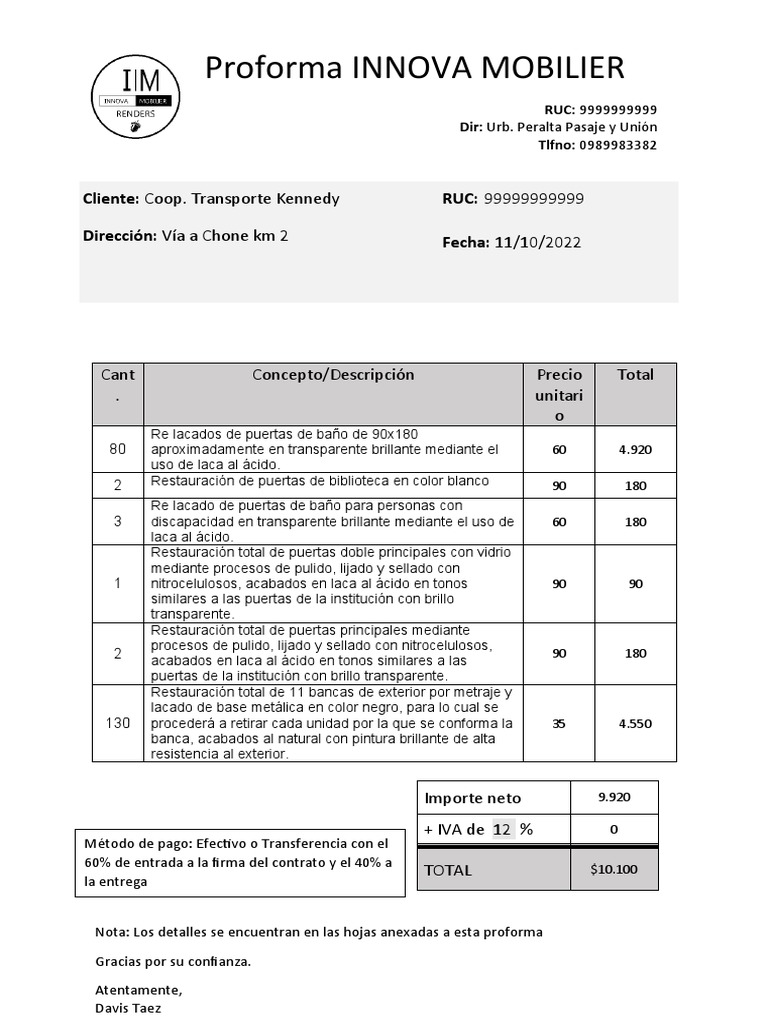 Proforma | PDF | Madera | Materiales