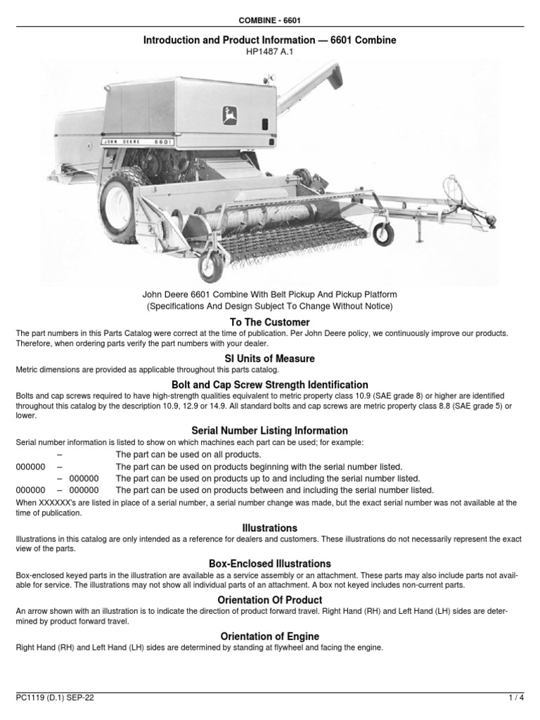6601 Pull Type Combine Introduction | PDF | Screw | International ...