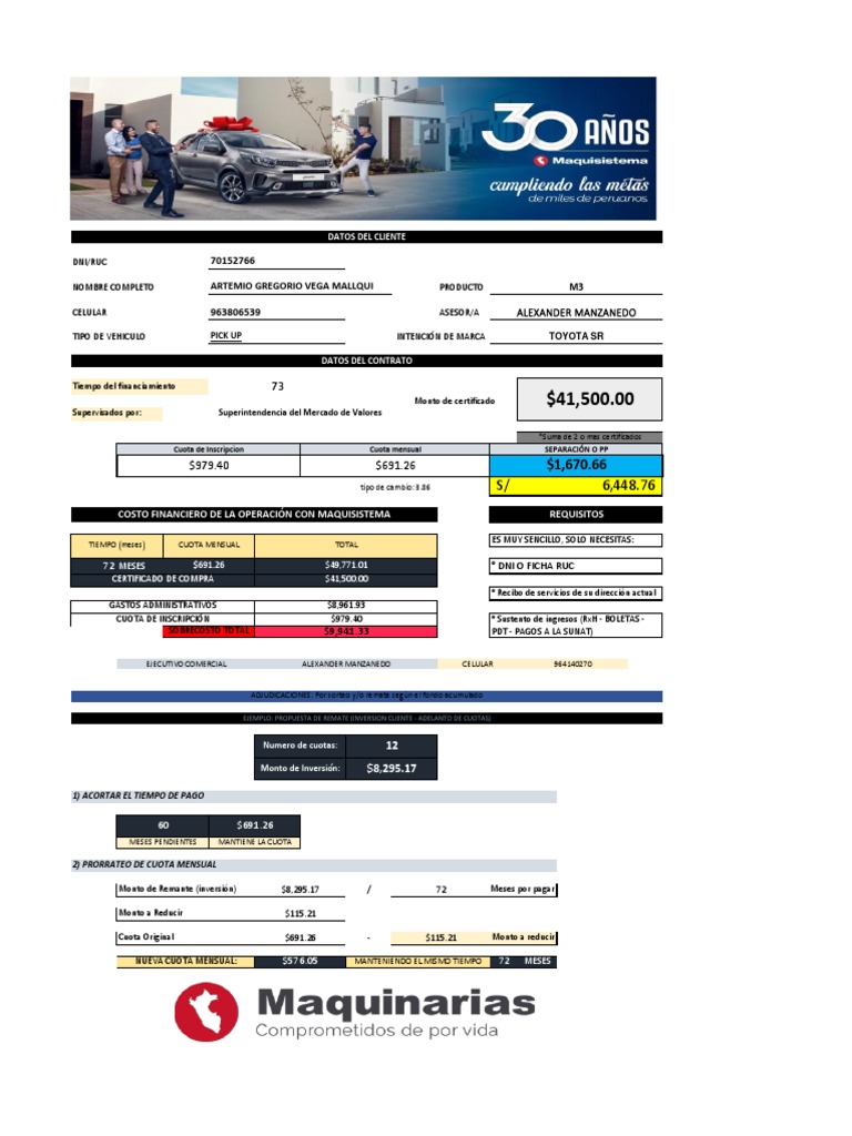 M3 Artemio Gregorio Vega Mallqui: Datos Del Cliente | PDF | Mercado ...