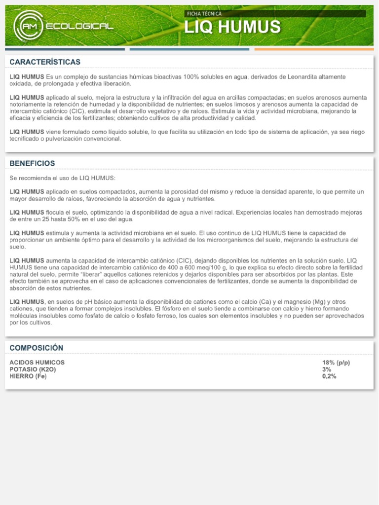 Ficha Tecnica LIQ HUMUS | PDF