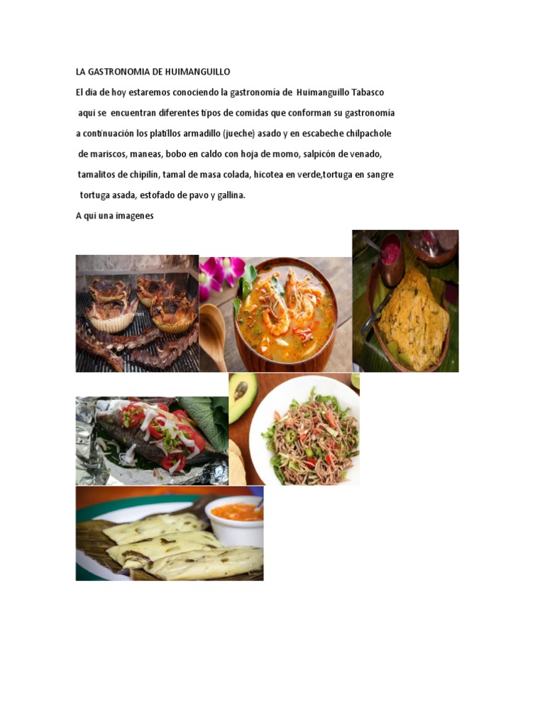 Gastronomía de Huimanguillo, Tabasco | PDF