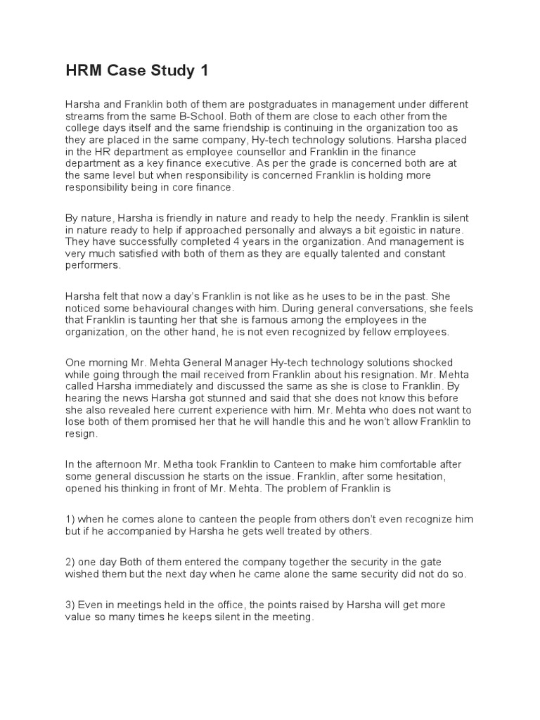 HRM Case Study's | PDF | Employment | Human Resource Management