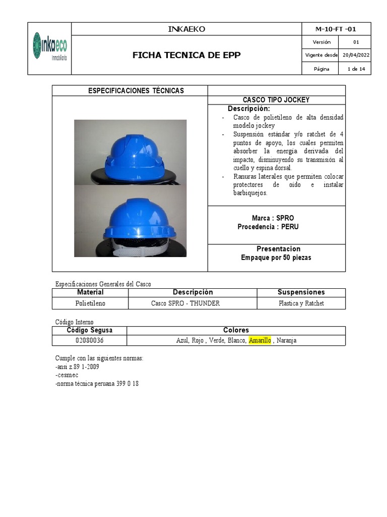 Fichas Tecnicas de Epp | Descargar gratis PDF | Casco | Soldadura