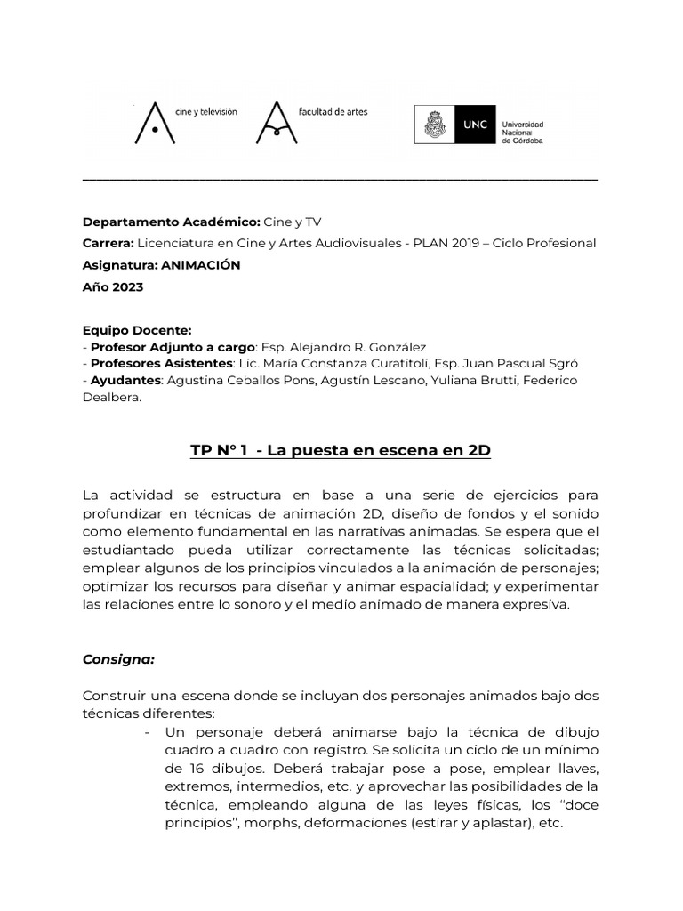 Consigna TP #1 - Animación 2023 | PDF | Animación