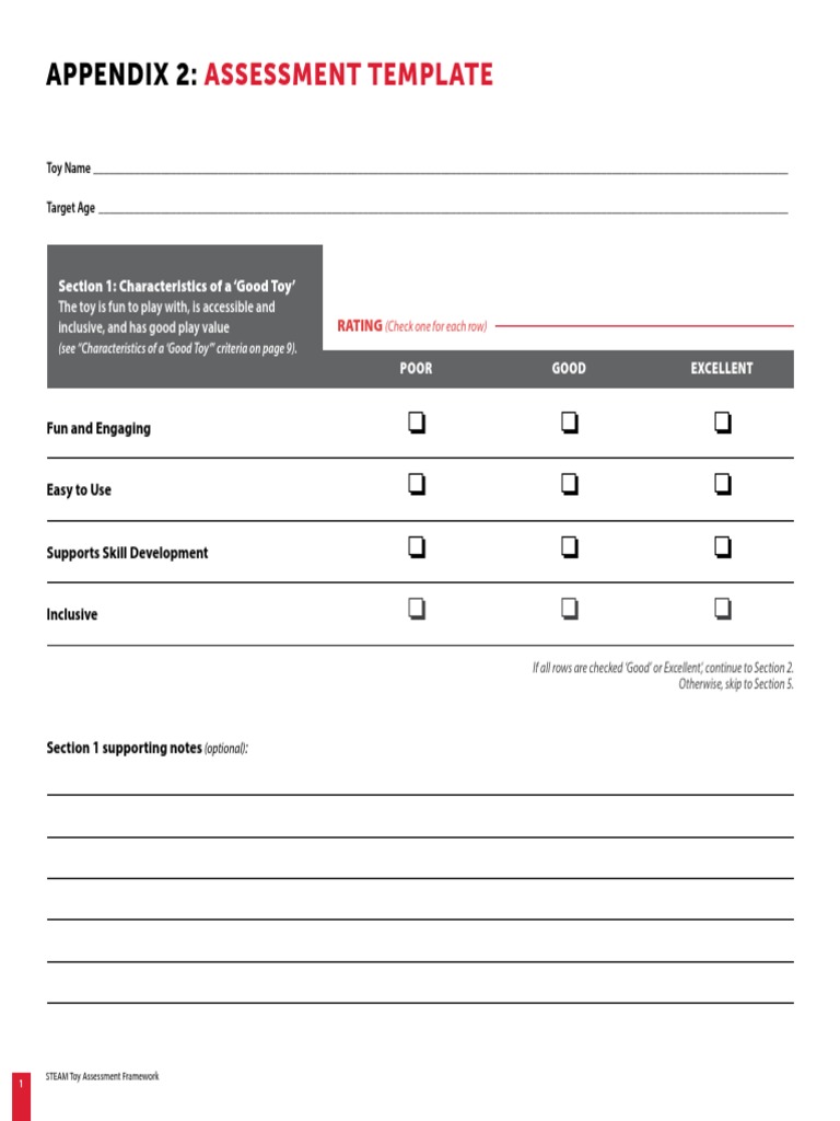STEAM Toy Assessment Template | PDF