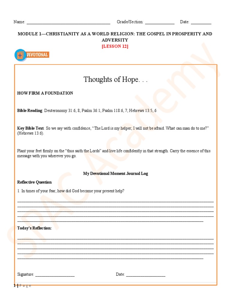 Thoughts of Hope. - .: Module 1-Christianity As A World Religion: The ...