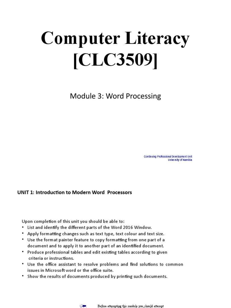 Module 3-Word Processing | PDF | Microsoft Word | Window (Computing)