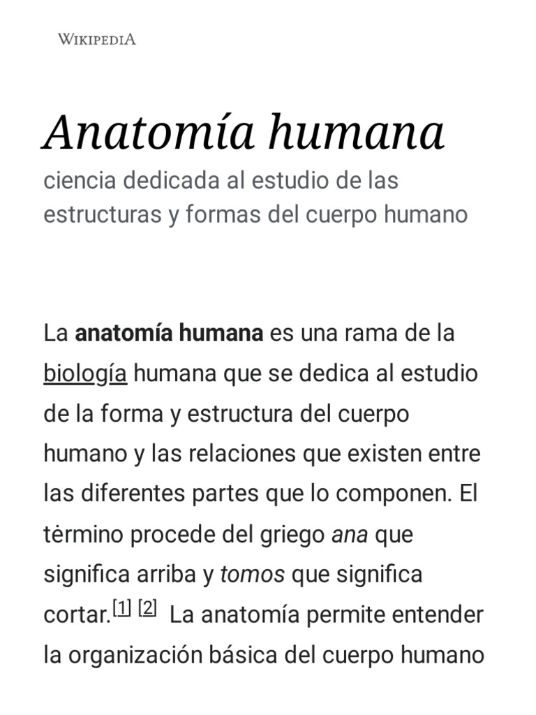 Anatomía Humana: Ciencia Dedicada Al Estudio de Las Estructuras y Formas Del Cuerpo Humano | PDF ...