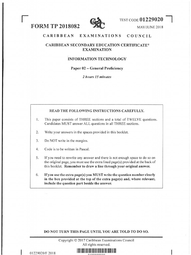 CSEC Information Technology P2 June 2018 | PDF