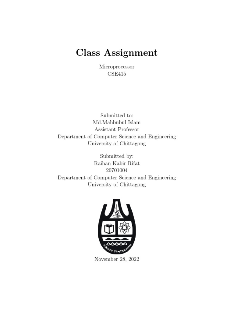 Class Assignment | PDF | Computer Data | Digital Electronics