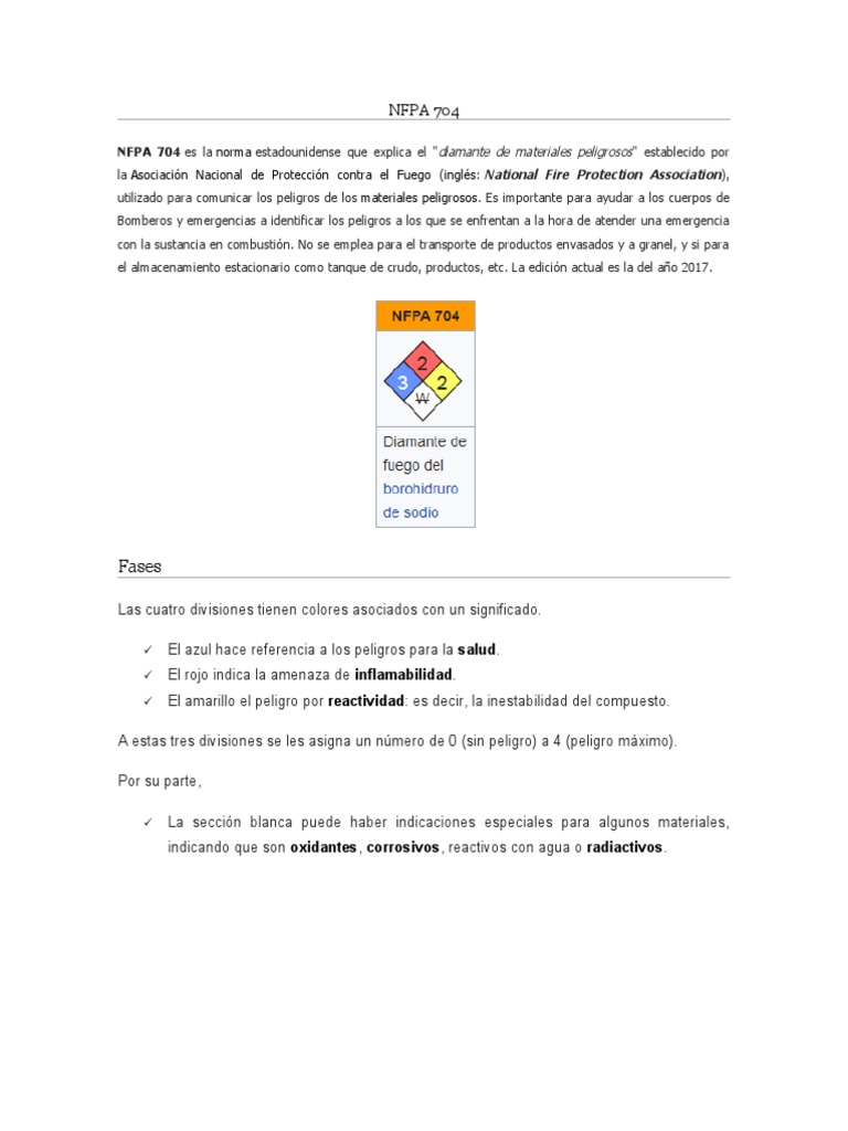 Nfpa 704 | PDF | Química Física | Química