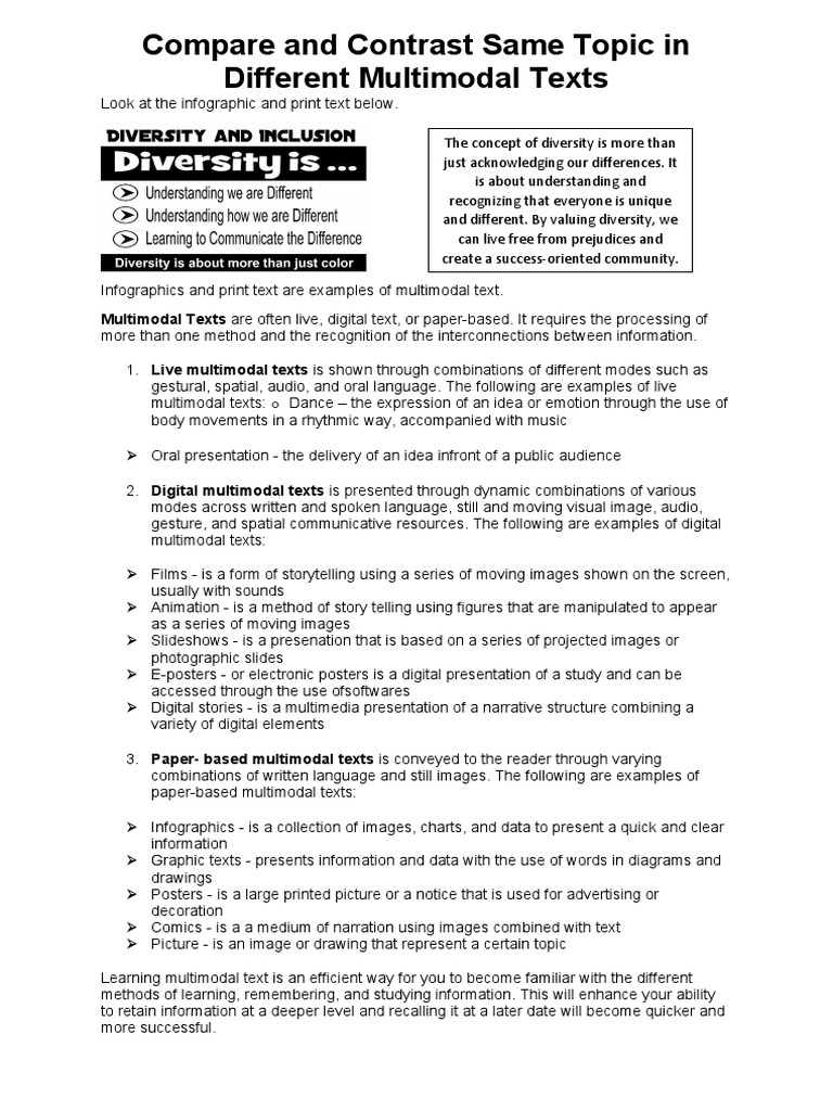 Compare and Contrast Same Topic in Different | PDF | Writing | Cognition