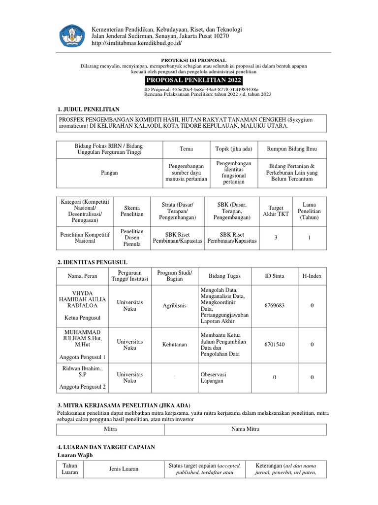 UsulanLengkapPenelitian VHYDA HAMIDAH AULIA RADJALOA S.P, M.P | PDF