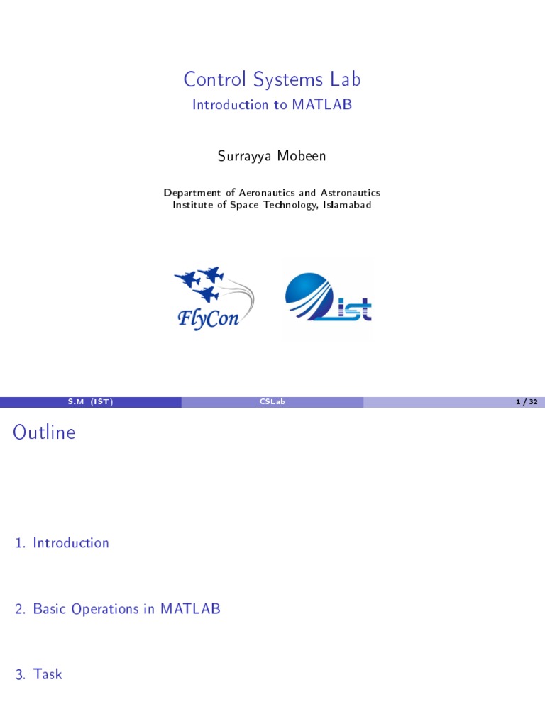 Control Systems Lab: Introduction To MATLAB | PDF | Matrix (Mathematics) | Matlab