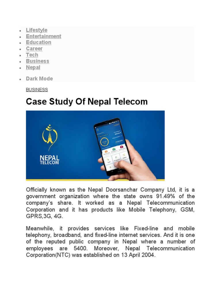 Case Study of Nepal Telecom | PDF | 4 G | Telecommunications