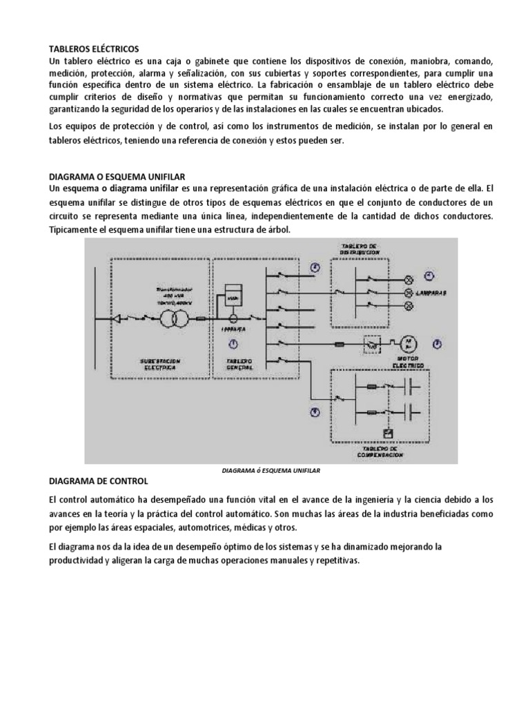Tableros Eléctricos: Diagrama Ó Esquema Unifilar | PDF | Ingenieria Eléctrica | Electromagnetismo