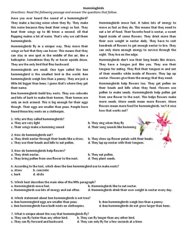 Hummingbirds Act | PDF | Flowers | Bees