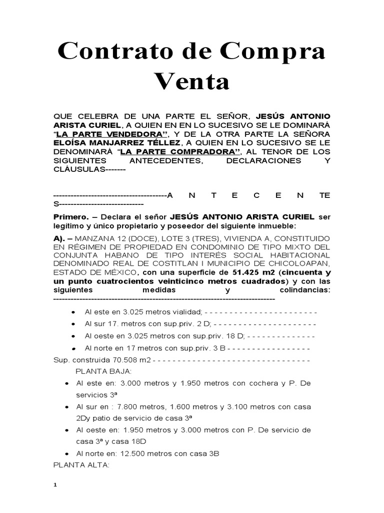Contrato de Compra Venta | PDF | Propiedad | Derecho privado