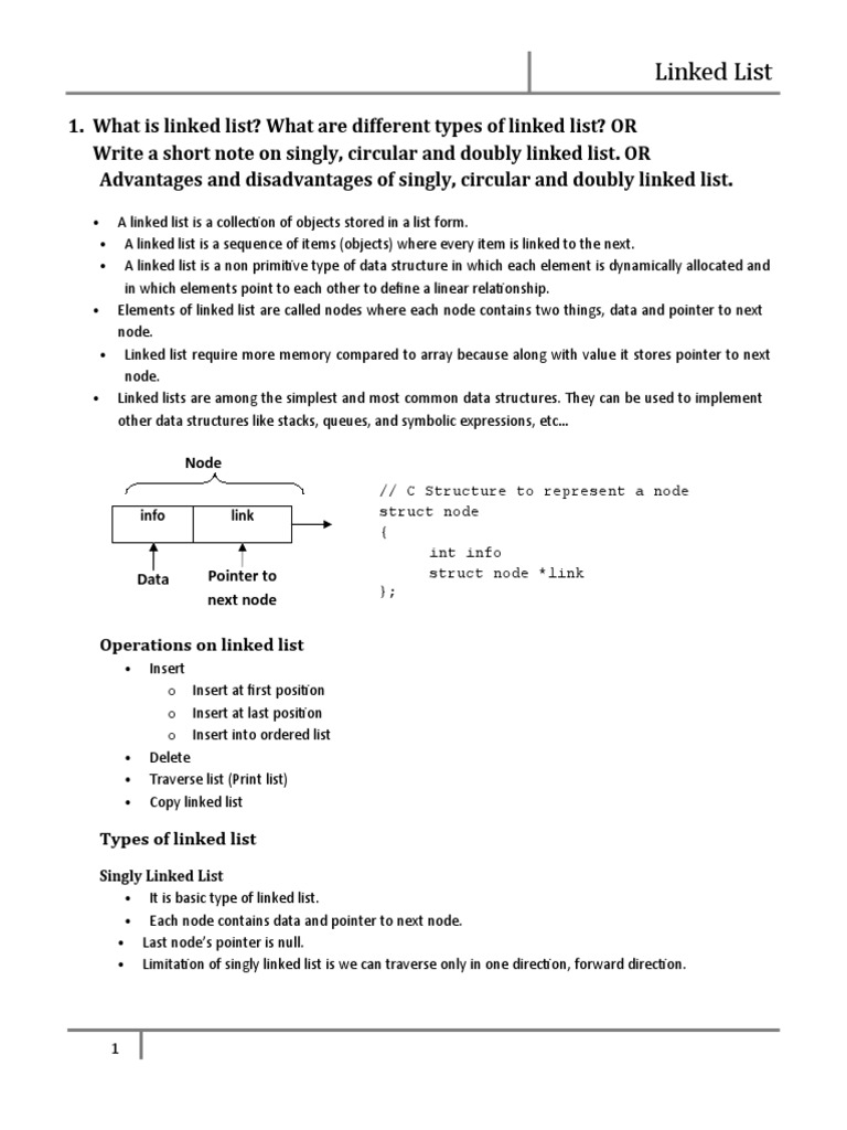 Linked List Notes | Download Free PDF | Pointer (Computer Programming ...