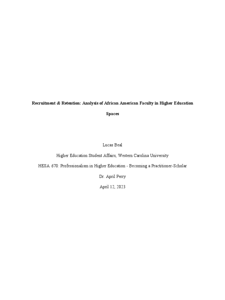 Retaining African American Faculty in Higher Ed | PDF | Person Of Color ...