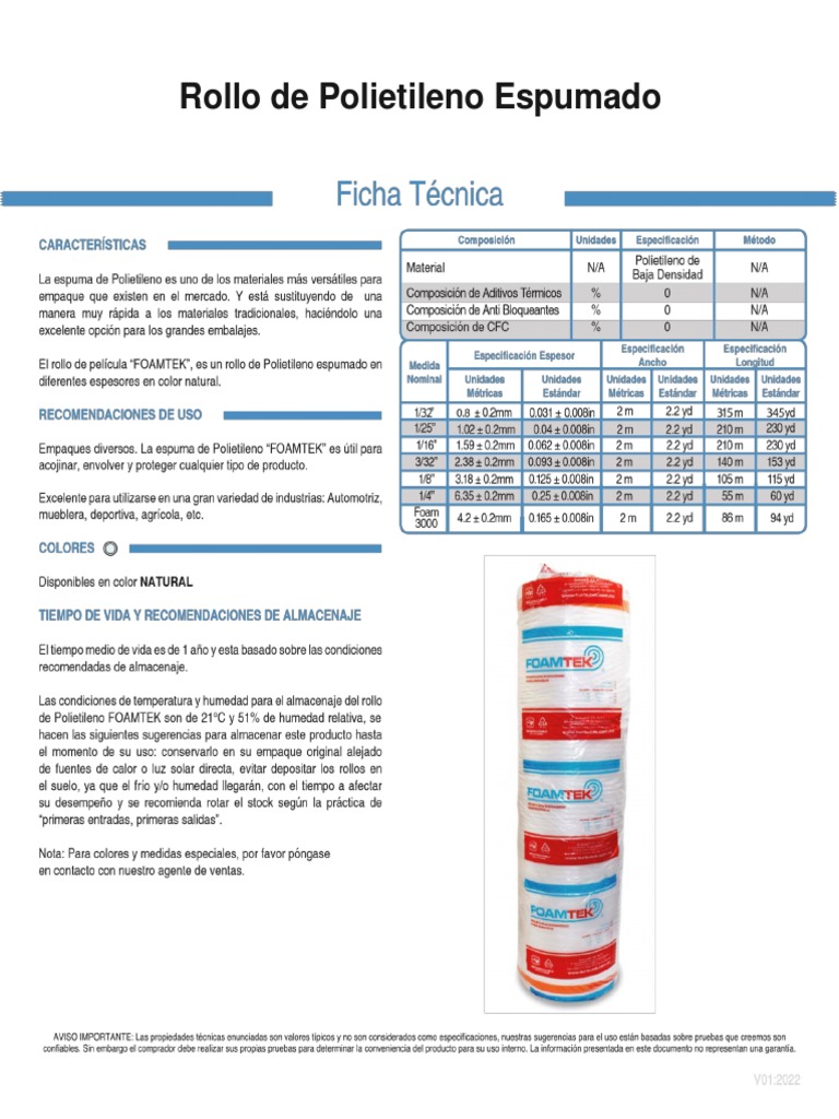 Ficha Tecnica Rollo-Polietileno-Espumado | PDF