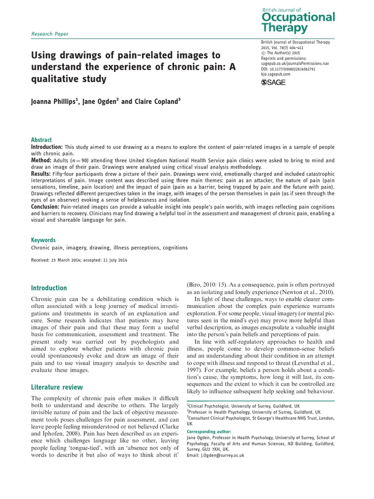 Using Drawings of Pain-Related Images To Understand The Experience of ...