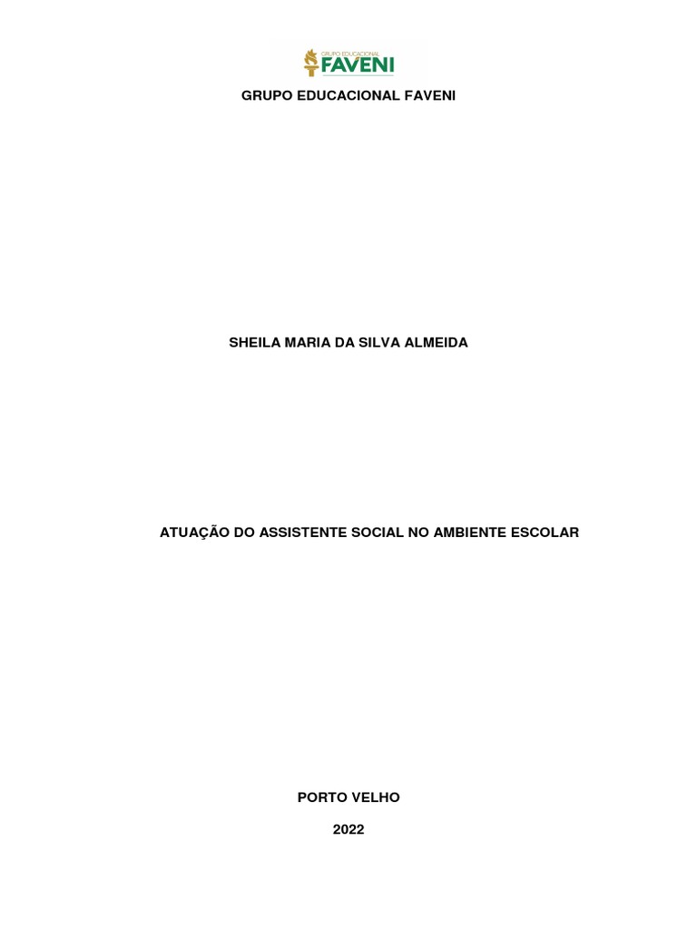 Assistente Social na Educação Escolar | PDF | Trabalho social | Sociologia