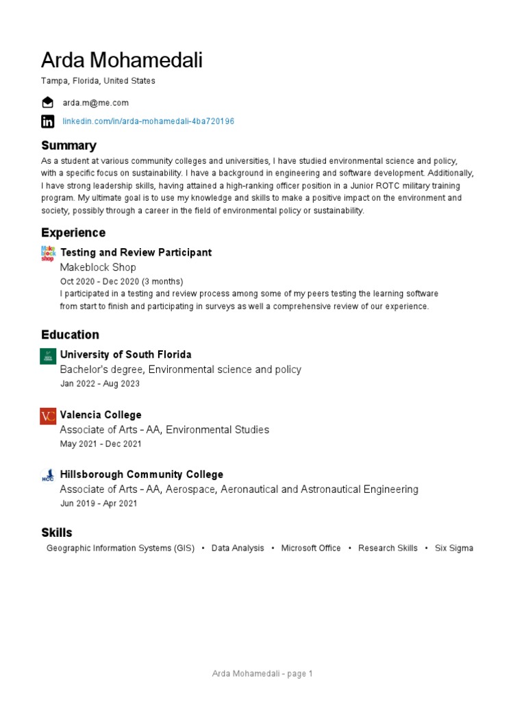 Resume-Arda-Mohamedali 1 | PDF | Computers