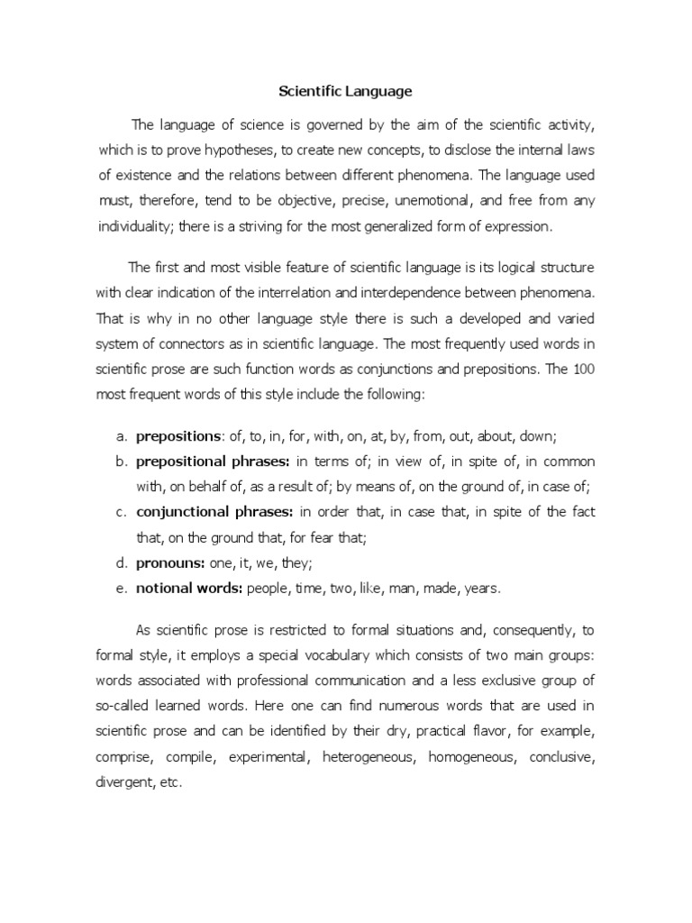 Scientific Language | PDF | Word | Science