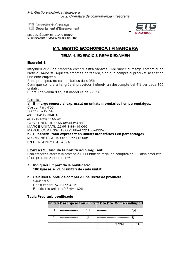 NF1 - Exercicis Repàs Examen | PDF