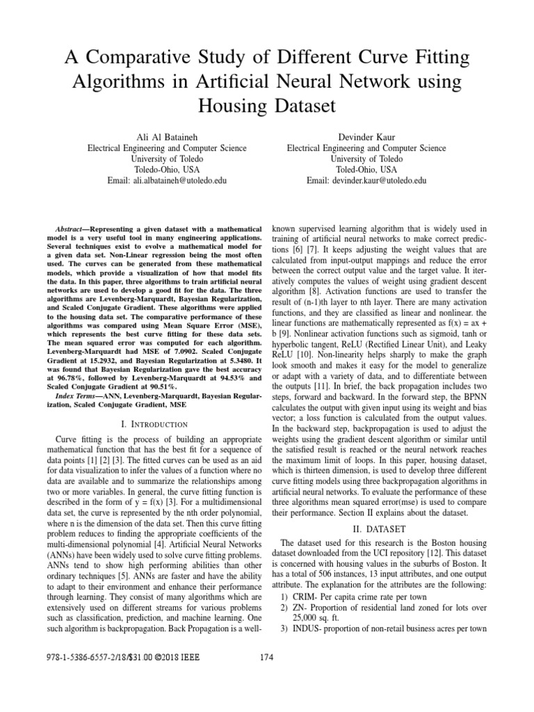 2018 A Comparative Study of Different Curve Fitting Algorithms in ANN ... 2018 A Comparative Study of Different Curve Fitting Algorithms in ANN ...