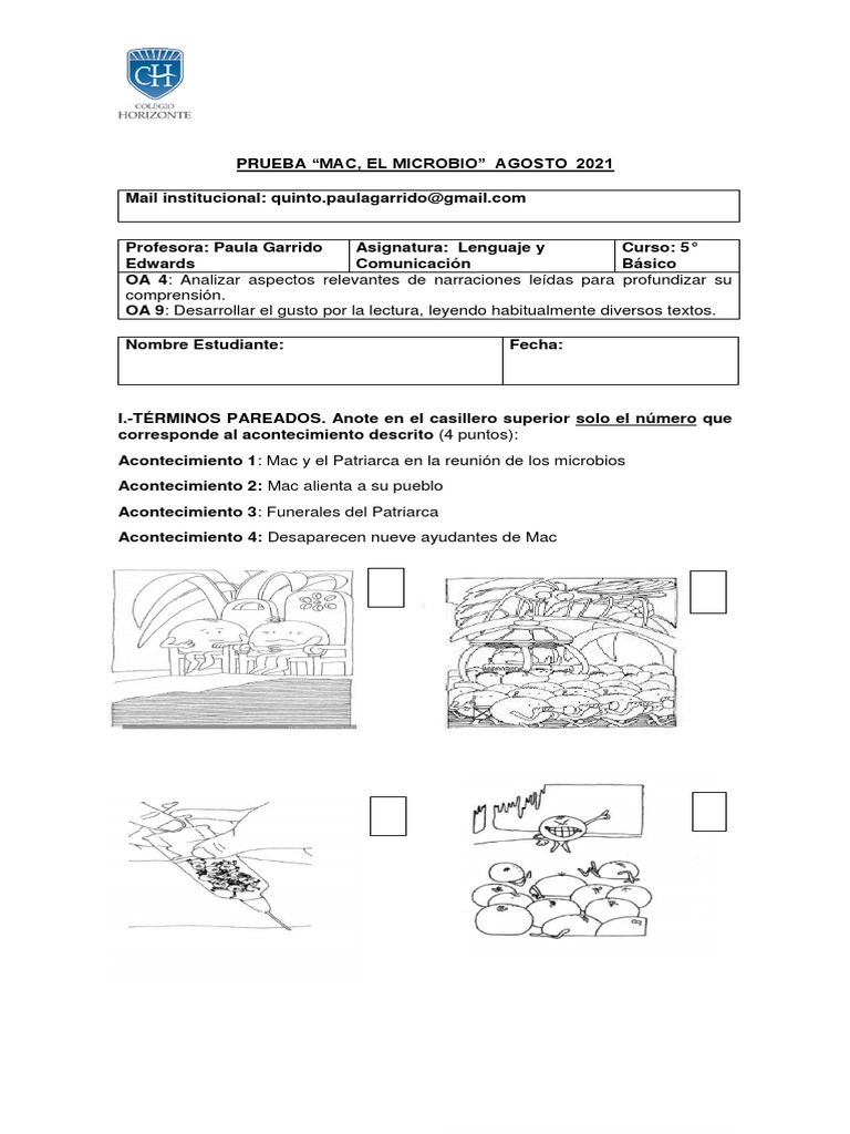 5 Plan Lector Agosto Prueba Mac El Microbio Desconocido Pdf