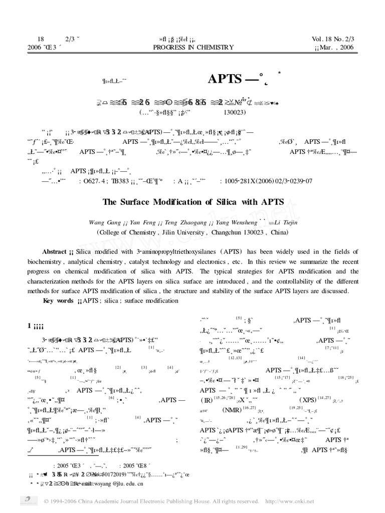 The Surface Modification of Silica With APTS | PDF