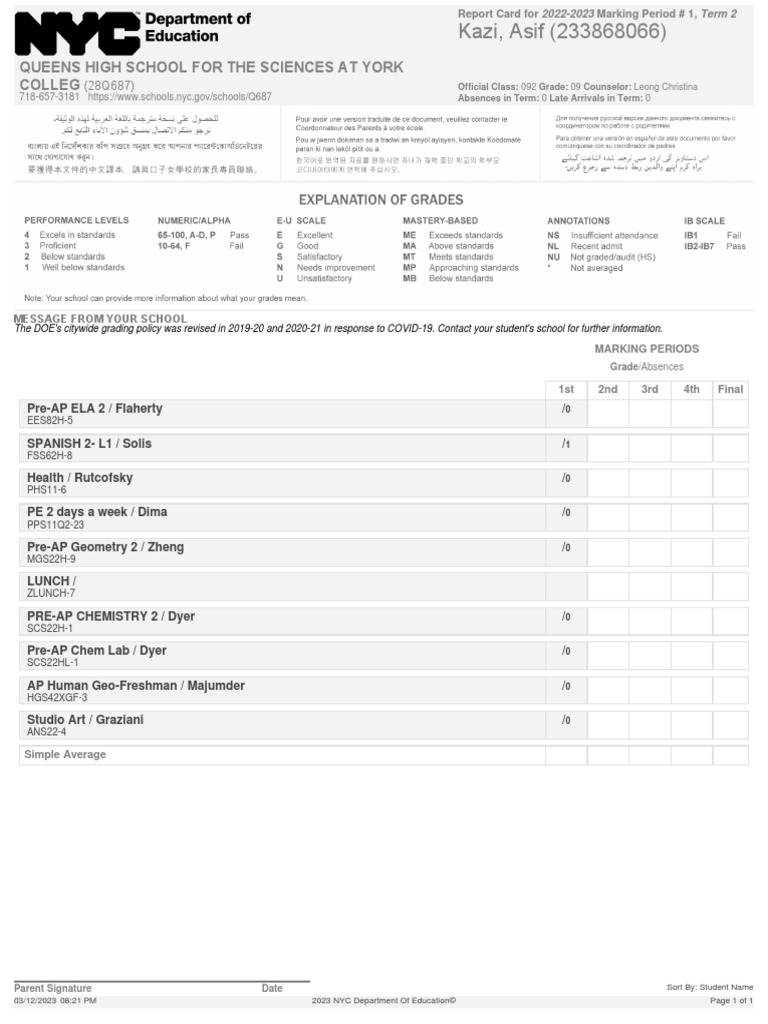 Report Card | PDF | Advanced Placement | Gifted Education