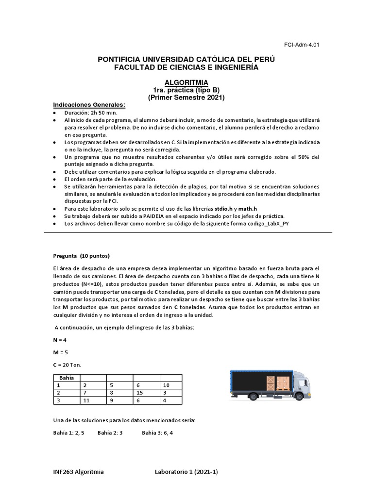 2021-1 Lab1 | PDF | Algoritmos | Ciencias de la Computación