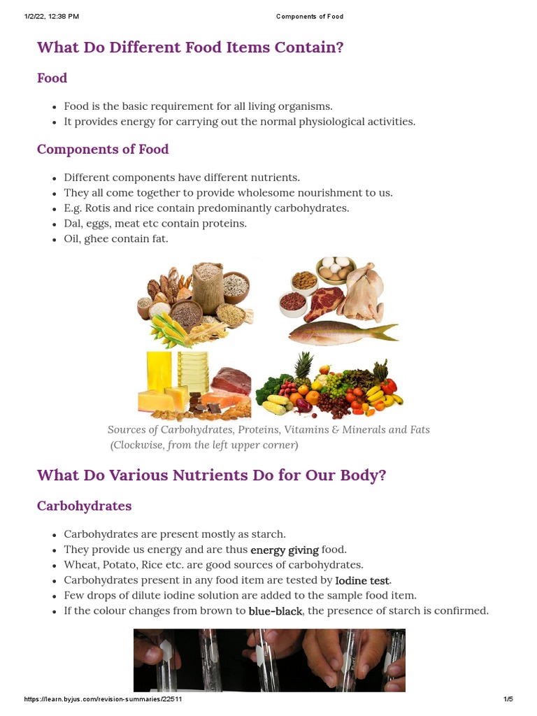 Components of Food | PDF | Foods | Vitamin
