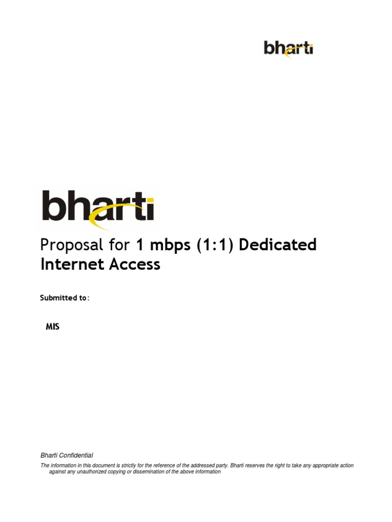 Proposal for 1 Mbps Dedicated Internet Access: An Overview of Bharti ...