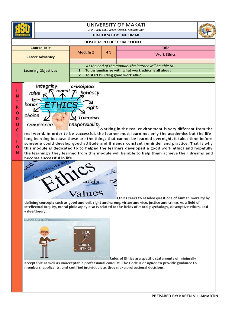 University of Makati: I N T R O D U C T I O N | PDF | Morality | Leadership