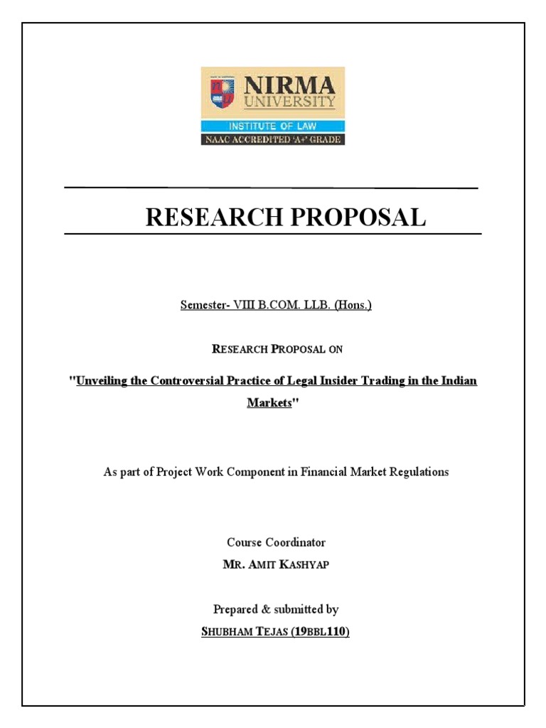 19bbl110 RESEARCH PROPOSAL | PDF | Insider Trading | Market (Economics)