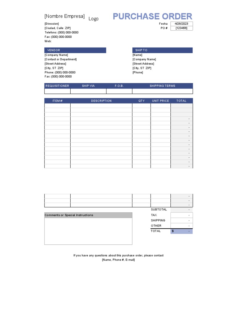 Simple Purchase Order Template For Excel 2 | PDF | Computing ...