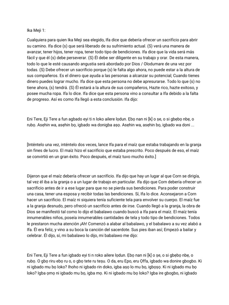 Ika Meji: Sacrificios y Bendiciones Ifa | PDF