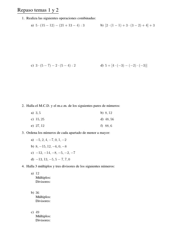 Repaso T1 T2 | PDF | Teoría de los números | Aritmética