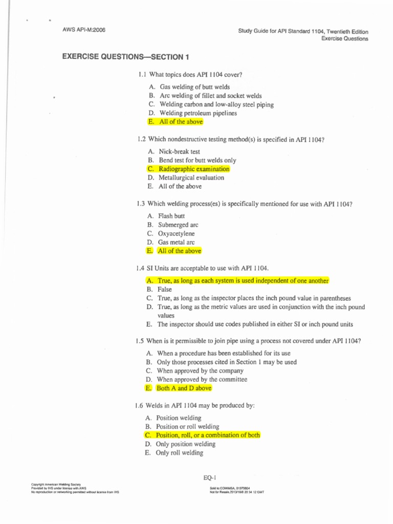 Exam (API 1104) | PDF | Welding | Construction