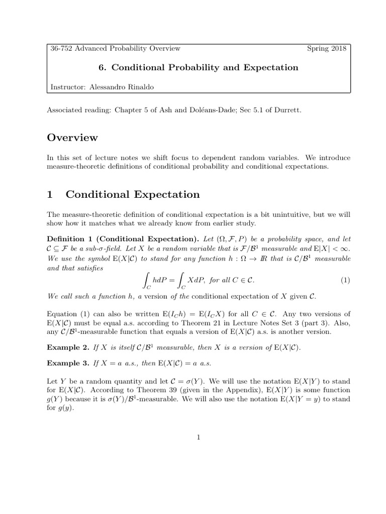 Conditional Probability and Expectation | PDF | Expected Value | Hilbert Space