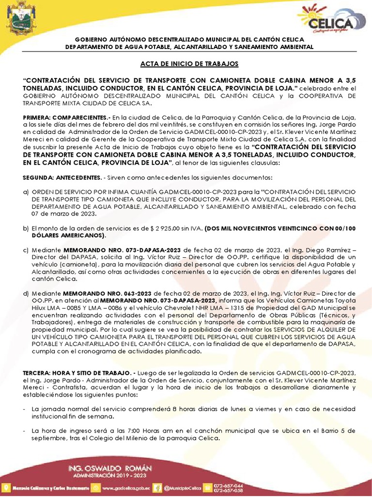 Acta de Inicio de Trabajos-Signed | PDF