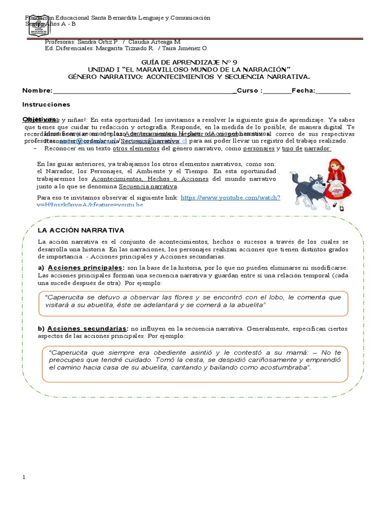 Guía de Narración para Sextos Años | PDF | Narración | Caperucita Roja